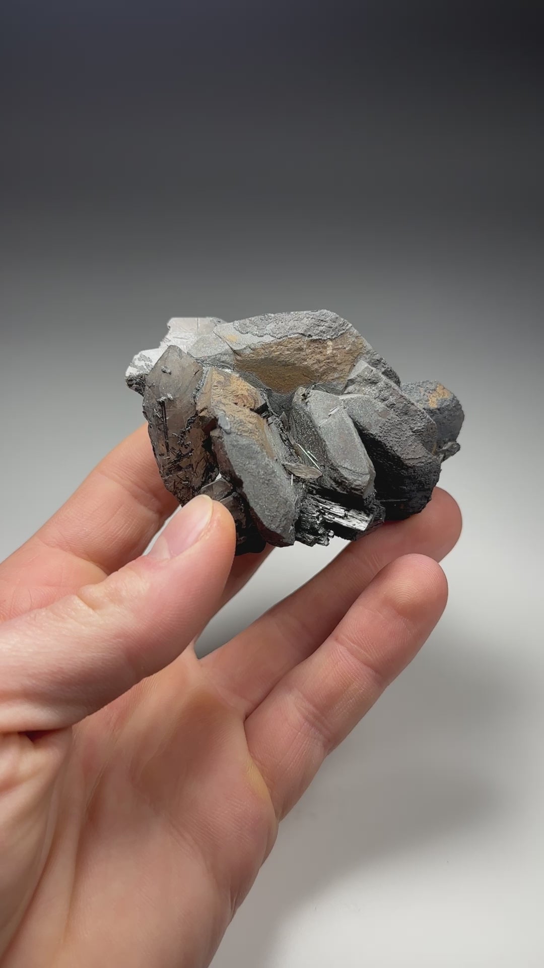 Siderite w Black Tourmaline – Sterling Mineral Imports